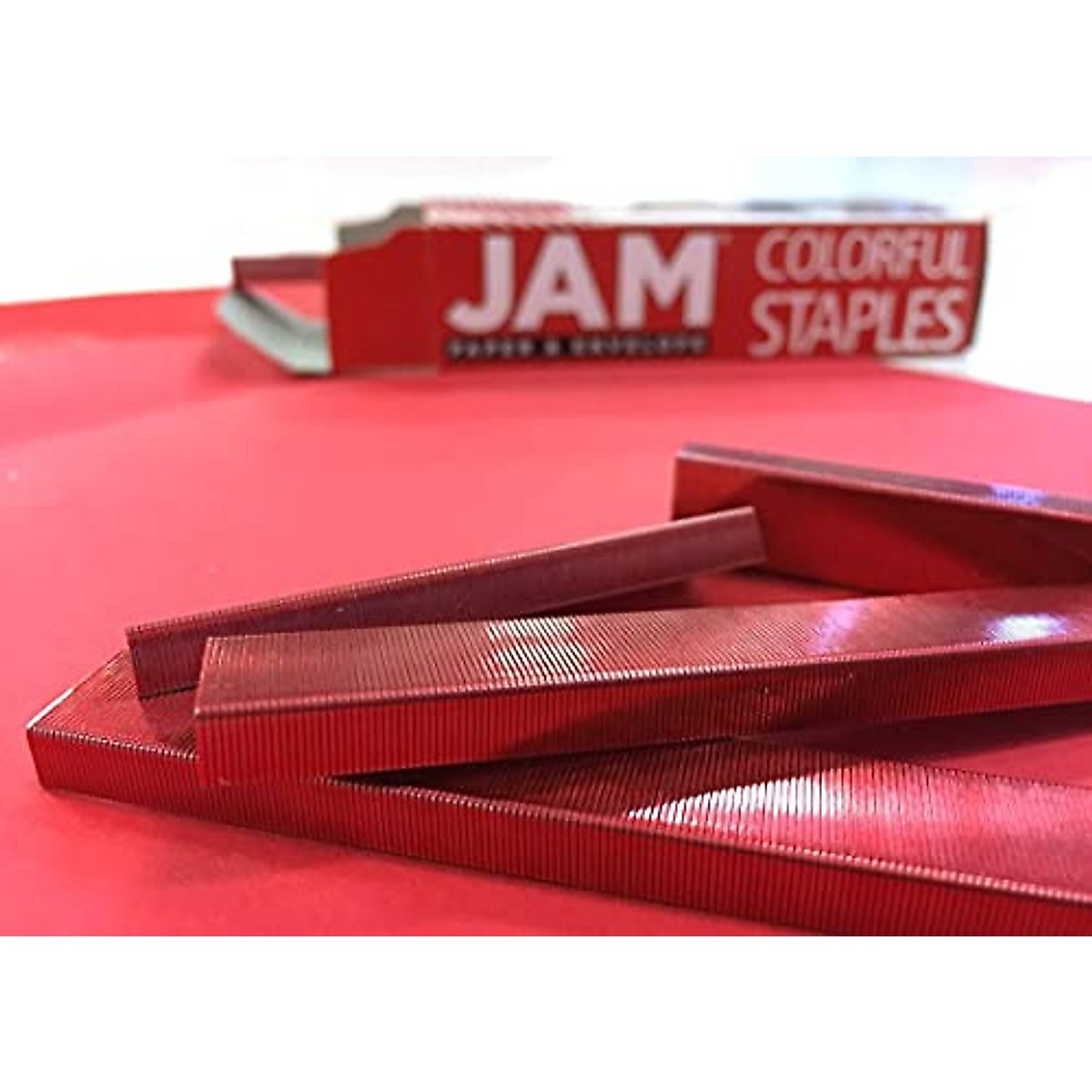 JAM PAPER Standard Size Colorful Staples - Ruby Red - 5000/box