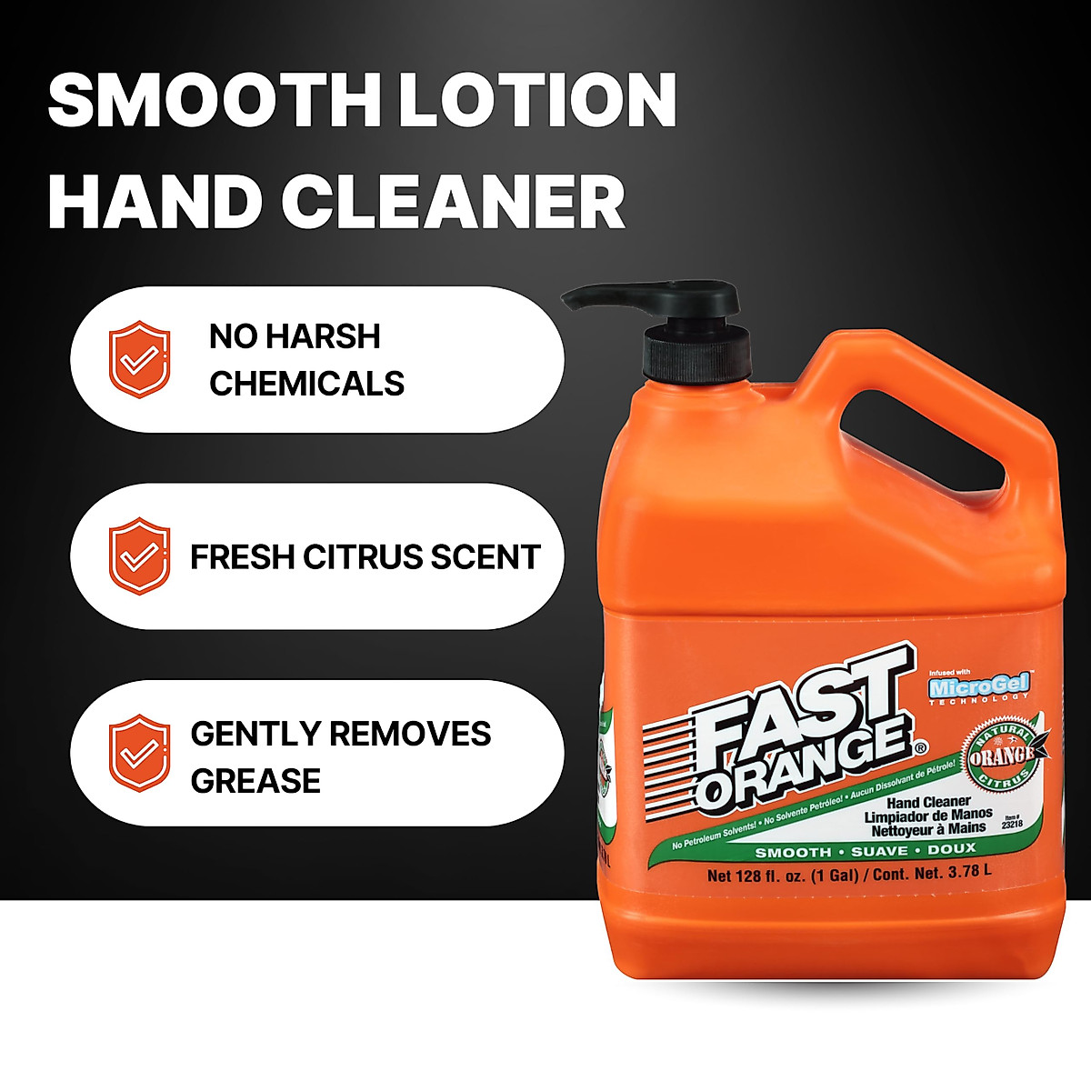 Fast Orange 23218 Smooth Lotion Hand Cleaner with Pump, 1 Gallon