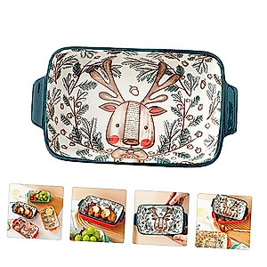 Cabilock Mori Bakeware Bread Loaf Pan Ceramic Loaf Pan Toaster Oven Bakeware Ceramic Baking Pan Animals Pattern Baking Tray Oven Baking Dish Ceramic Tableware Ceramic Baking Tray Food Bowl