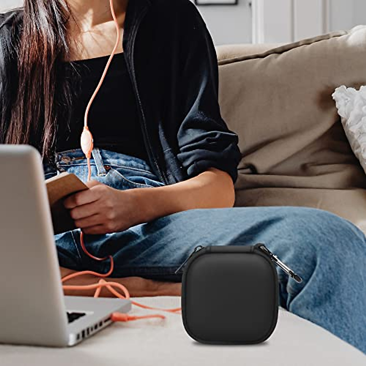 BOVKE Carrying Case for Bose QuietComfort Earbuds II/Bose QC Earbuds 2 Wireless Noise Cancelling in-Ear Headphones, Extra Mesh Pocket for Cables and Eartips, Black (Case Only)