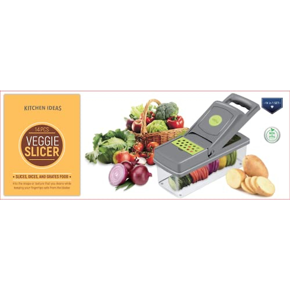 Improved Vegetable Chopper, 14-in-1 Safe Chopper Vegetable Cutter,Onion Chopper,Veggie Chopper,Chopper,Food Chopper,Food Chopper Manual Hand,Vegetable Slicer,Kitchen Gadgets