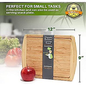 GREENER CHEF 12 Inch Small Cutting Board with Lifetime Replacements, Bamboo Cutting Boards for Kitchen, Butcher Block, Mini Wooden Chopping Board for Meat, Veggies, Non Toxic Charcuterie Board
