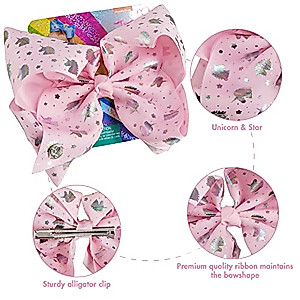 2Pcs Jojo Siwa Style Bows, 8 Inches Large Bows Gift for Girls,Jumbo Jojo Bows Hair Accessories (Black & Pink)
