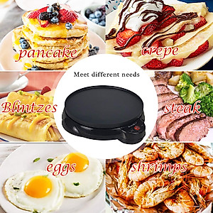 Health and Home Electric Crepe Maker - 10"Crepe Pan,Crepe Griddle, Non-stick Pancake Maker - Easy Clean & Includes Wooden Spatula, Batter Spreader