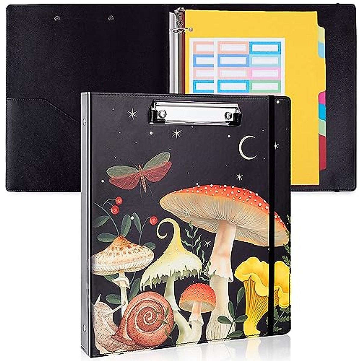 3 Ring Binder 1 Inch, Colorful 3 Ring Binder with Clipboard PU Leather Binder Dividers with Tabs 1 Inch Binders 3 Ring with 8 Tab Dividers and 2 Sheet Stickers Aesthetic School Supplies