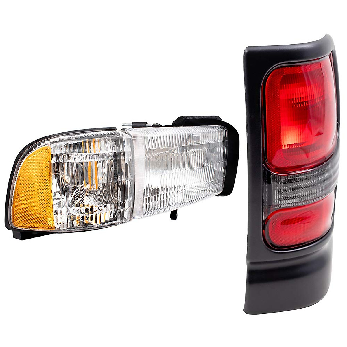 Brock Replacement Set Headlights with Corner Lamp and Tail Lights Smoked Back Up Lens