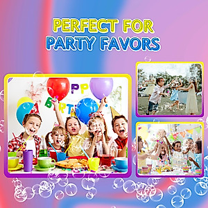 Party Bubbles for Kids - (Bulk Pack of 24) 2-oz Bubbles Bulk Solution with Bubble Wands Assorted Neon Colors for Outdoor Toys Summer Games, Birthday Kids Party Favors, & Goodie Bags Stuffers for Kids