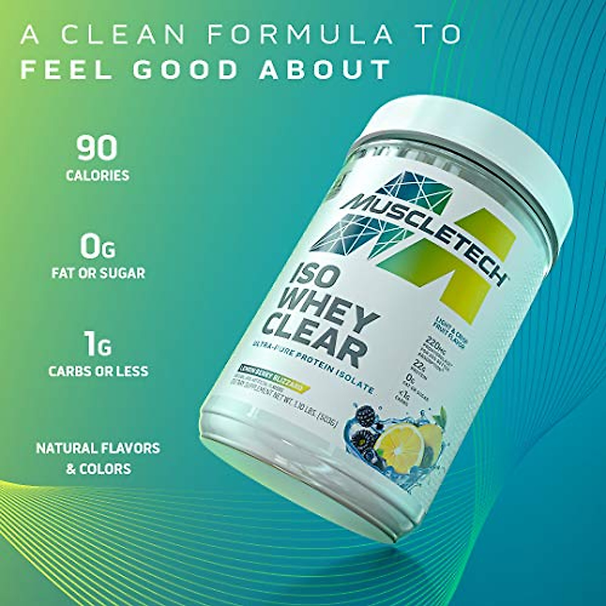 Whey Protein Powder | MuscleTech Clear Whey Protein Isolate | Whey Isolate Protein Powder for Women & Men | Clear Protein Drink | 22g of Protein, 90 Calories | Orange Dreamsicle, 1.1lb (19 Servings)