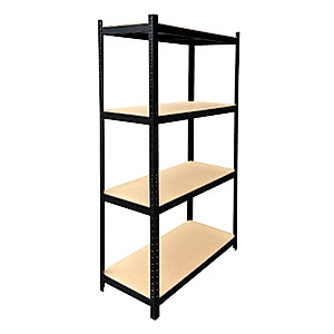 4-Tier Storage Shelf 63" Hx32 Wx16 D Heavy Duty Shelving for Garage, Basement, Utility Shed, Workshop (Black)