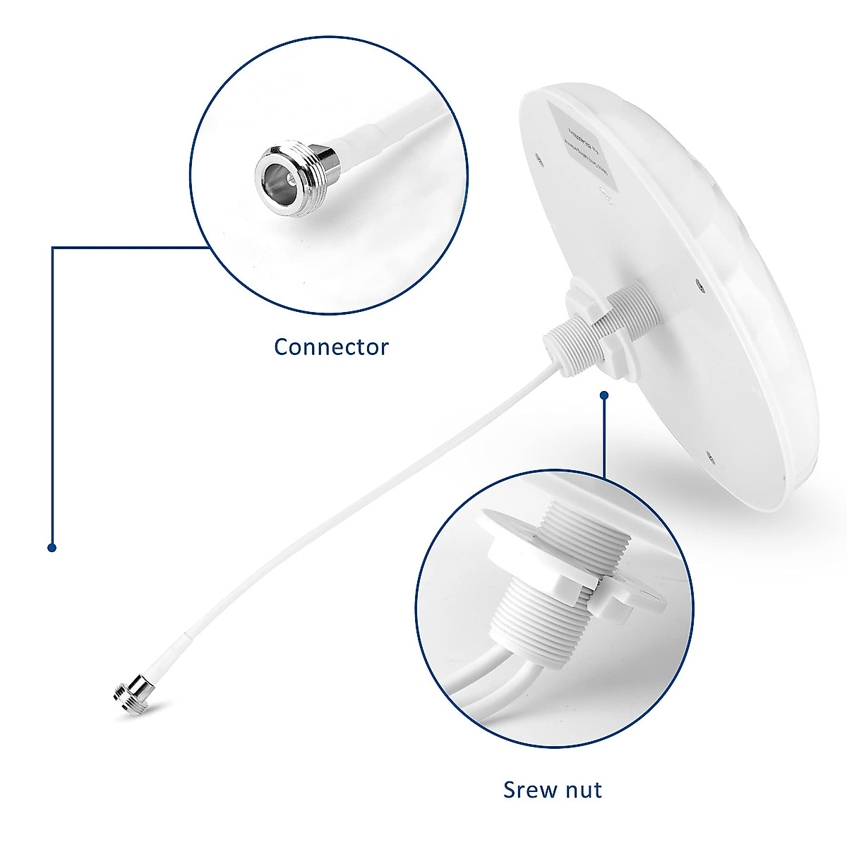 ZDTECH Ultra Thin Dome Ceiling Antenna, Omni-Directional Indoor Antenna, Wide Band Mount Dome Antenna with N-Female Connector for Cell Phone Signal Booster Router Gateway (698 to 4000 MHz)