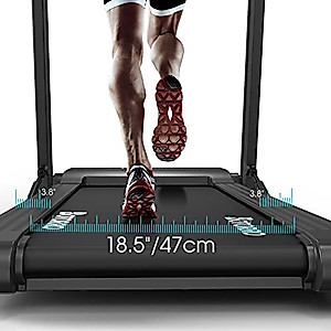 Folding Treadmill Exerciser Foldable Walk Running Machine Portable Treadmills for Home and Apartment LCD Display and Bluetooth Speaker No Assembly