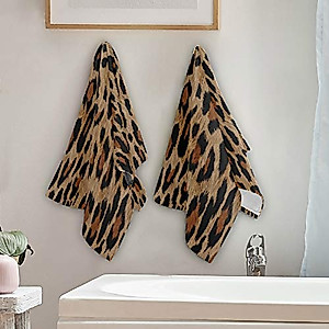 Hand Towels,2 Pack Cheetah Leopard Print Animal Soft Luxury Towel for Bathroom Kitchen, Beach