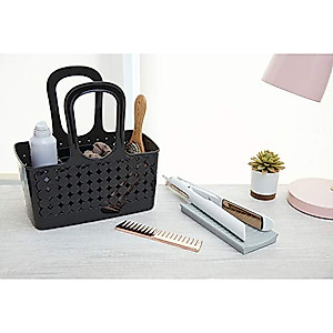 iDesign Plastic Portable Bath & Shower Caddy Tote The Orbz Collection, 11.75” x 6” x 12”, Black