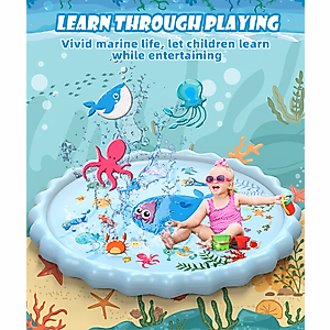 EPN Splash Pad, 86.6" Size Extra Large Sprinkler Play Mat Fun for Kids, Thicker Summer Outdoor Water Toys Toddler Pool for 3-12 Years Old Children Boys & Girls