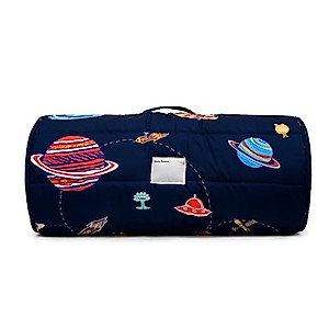 PHF Space Toddler Nap Mat Set, with Removable Pillow for Toddler Boys Girls, Soft and Lightweight for Daycare, Preschool, Travel, Kindergarten Sleeping Bag, Fits Ages 3-6 Years, Space