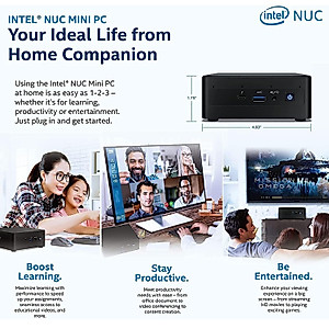NUC Intel 11 Business Mini PC Desktop, Intel Core i7-1165G7, 12GB DDR4 RAM, 512GB PCIe M.2 SSD, Wi-Fi 6, HDMI, RJ45, MiniDP, Bluetooth, Windows 11 Pro, Black
