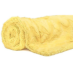 Chanasya Soft Wave Faux Fur Throw Blanket - Soft, Lightweight Reversible Sherpa & Minky Blanket - 50" x 65” - Yellow