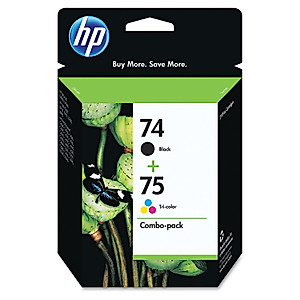 HP 74 and HP 75 | 2 Ink Cartridges | Black, Tri-color | Works with HP DeskJet D4260, HP OfficeJet J5788, J6480, HP Photosmart C4300 series, C4400 series, C4500 series, C5500 series | CB335WN, CB337WN