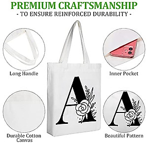 Reginary Monogrammed Initial Tote Bags for Women Graduation Gift Makeup Bag Teacher Appreciation Gift for Graduate Teacher (Letter A)