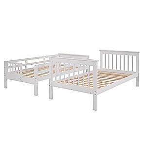 Harper & Bright Designs Twin Over Twin Bunk Bed with Stairs and Drawers, Solid Wood Stairway Bunk Bed with Storage for Kids Teens Adults, Bedroom, Dorm - White