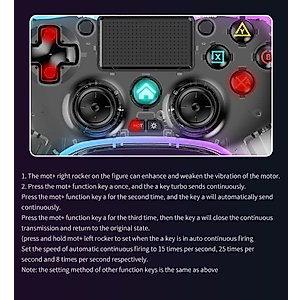 ROTOMOON Clear Wireless Controller with 8 Color Adjustable LED Lighting Compatible with PS4 Pro/PS4 Slim/PS4 Controller, with Headphone Jack for PS4 Dualshock 4 Game