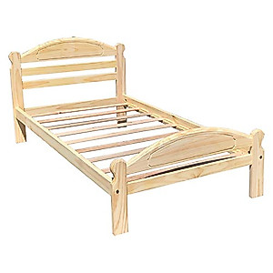Arizona Twin Bed with Trundle Solid Pine Wooden Trundle Bed Hardwood Slats Support Unfinished Suitable for Boys Girls Kids Bedroom Single Wooden Bed Frame