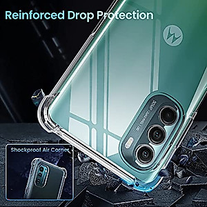 KIOMY Motorola Moto G Stylus 5G 2022 Clear Case with 2pcs Tempered Glass Screen Protectors Hybrid Anti Yellow Hard PC Panel with Flexible TPU Frame Shockproof Bumper Protection Ultra Transparent Cover