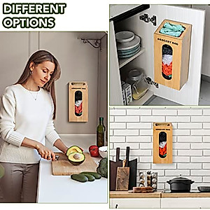 Grocery Bag Dispenser Plastic Bag Holders for Grocery Bags - Bamboo Trash Bag Dispenser, Can Hold 50-60 Used Shopping Bags -Grocery Bag Storage Organizer for Kitchen - Large Opening & Slot - 5"x7"x15”
