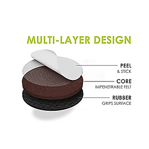 Slipstick GorillaPads Non Slip Furniture Pads/Gripper Feet Floor Protectors (Set of 8) Premium 2 Inch Round Self Adhesive Rubber Stoppers for Furniture Legs, Black, CB151