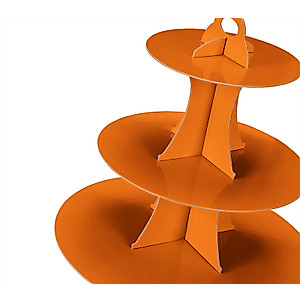 YLDW 3-Tier Cupcake Stand, Cake Stand Holder, Tiered DIY Cupcake Stand Tower for Dessert Table Displays, Birthday Theme Party Favors Decoration, Floral Tea Party, 12" W x 12.8" H, Orange