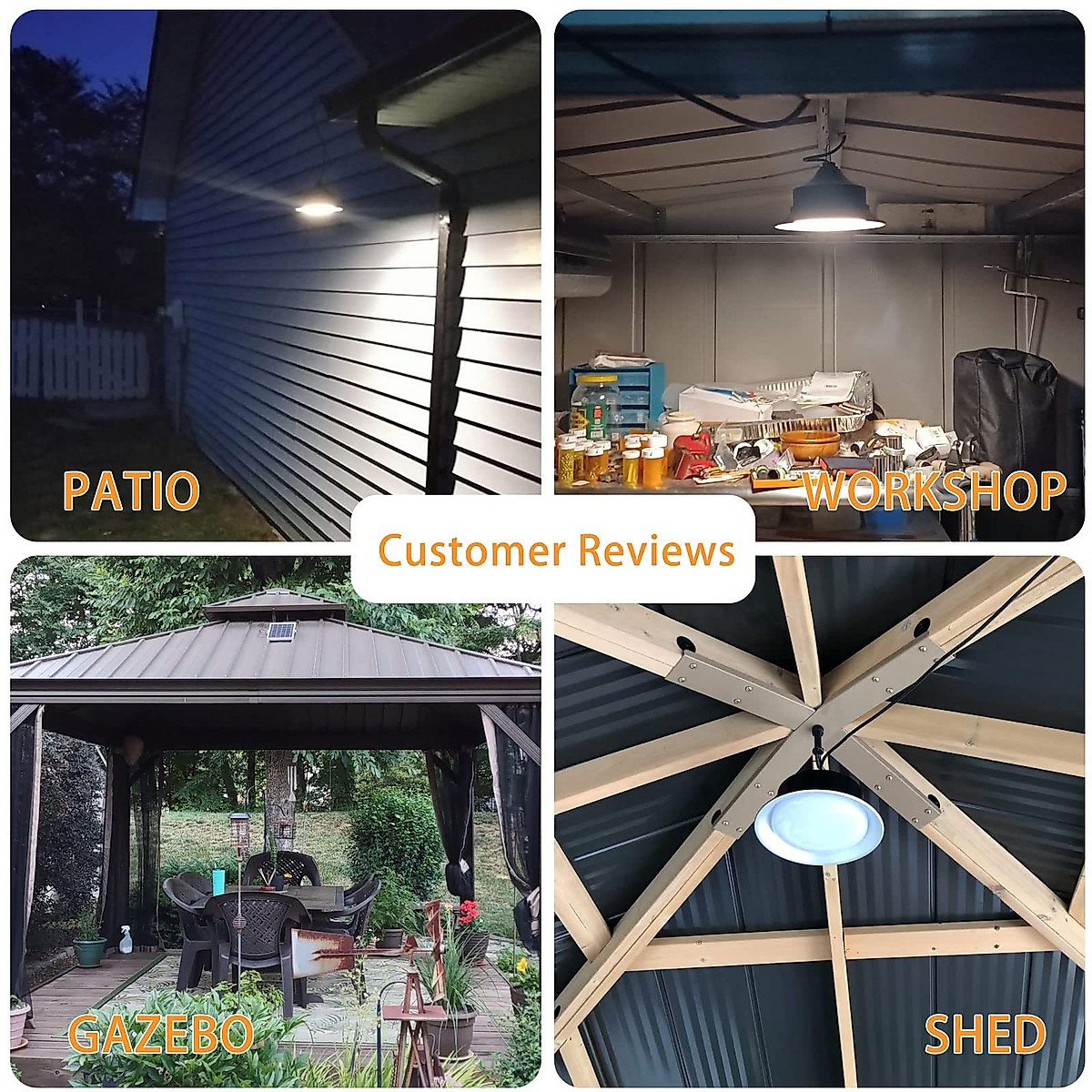 sunseatop Solar Pendant Lights, Solar Shed Lights by Remote Control Solar Powered Indoor & Outdoor Hanging Lights for Storage Room Home Yard Porch Balcony (White 6500k)