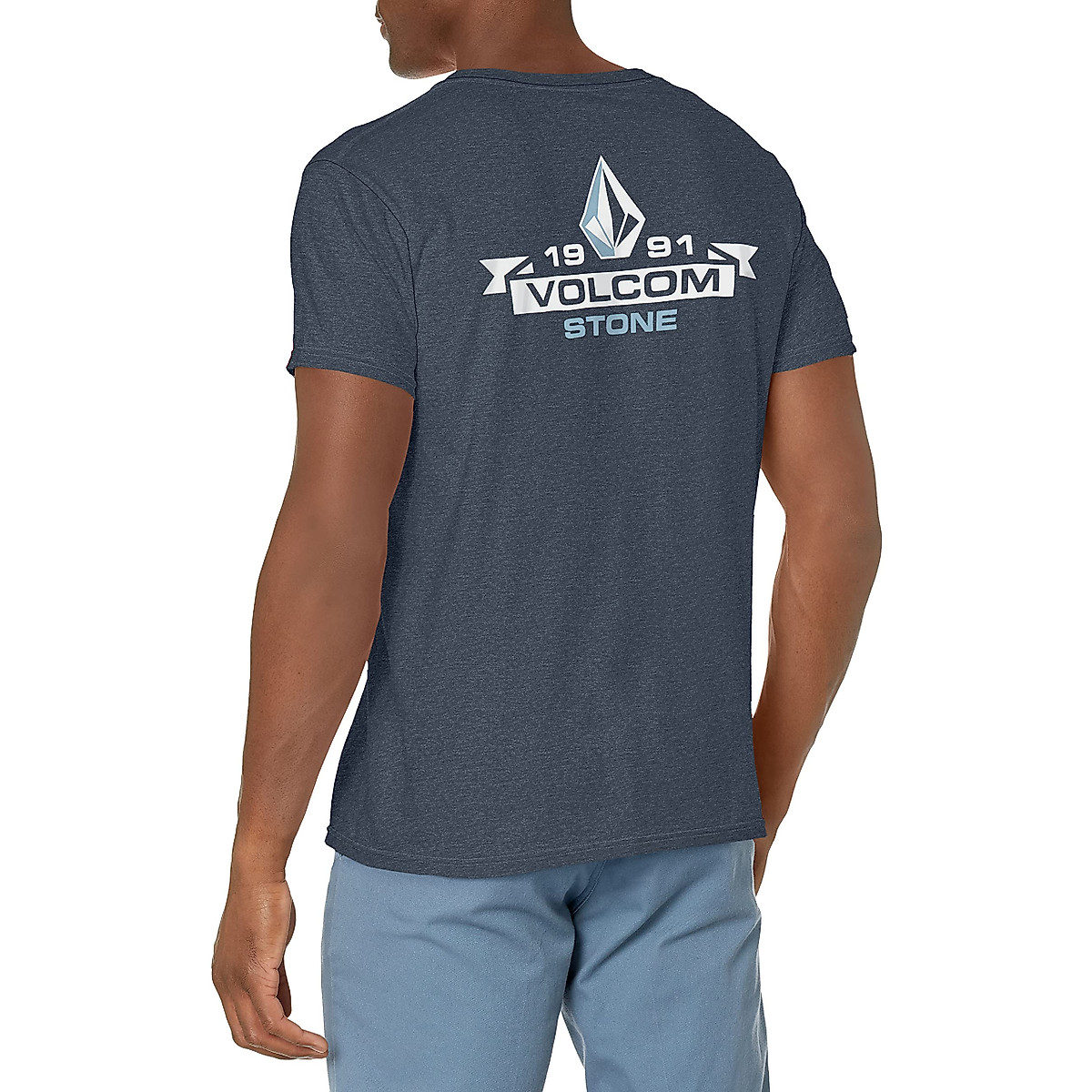 Volcom Men's Blaquedout Short Sleeve Tee, Navy Heather, Medium