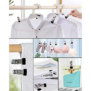 10 Pack Long Lasting Stainless Steel Clothespins with Anti-Scratch Function, Strong Grip, Weather-Resistant, Multipurpose Clip, Clothesline Laundry Clips, Food Packages Clips, Hanger Clips