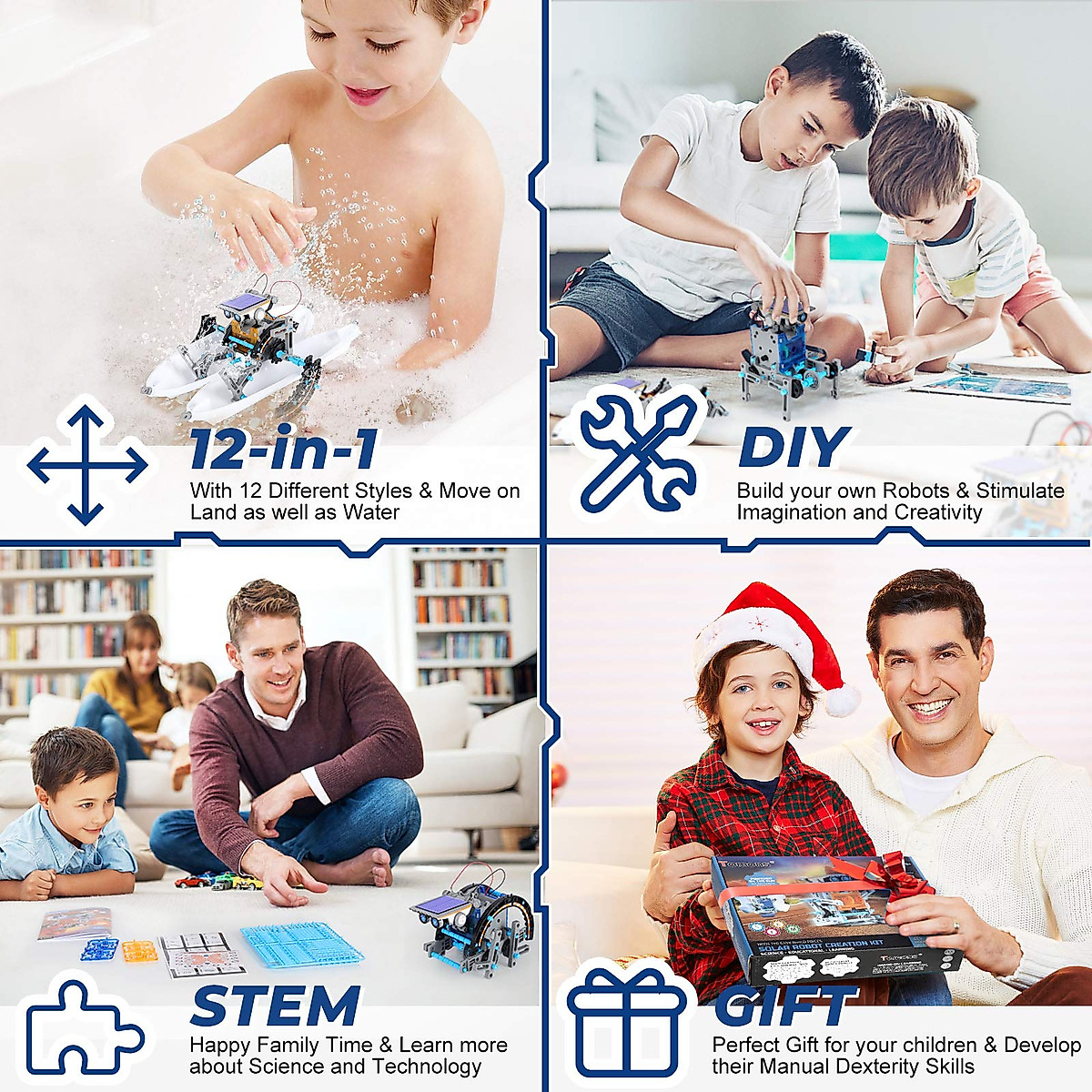 Tomons STEM Projects | 12-in-1 Solar Robot Toys, Education Science Experiment Kits for Kids Ages 8-12, 190 Pieces Building Set for Boys Girls