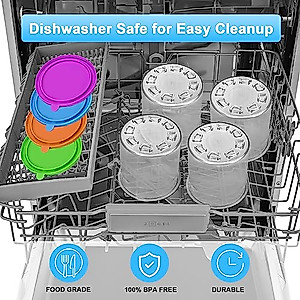 16 oz. Containers with Lids, 4 Pack Extra Replacement for Ninja Creami Deluxe Pints and Lids, Compatiable with NC300 NC301 NC299AMZ Series Ice Cream Maker, 4 Cups & 6 Lids BPA-Free & Dishwasher Safe