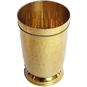 PARIJAT HANDICRAFT Hand made hammered pure brass glass mint julep cup for moscow mule mugs