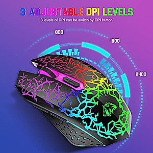 Wireless Gaming Keyboard and Mouse Combo,12 RGB Backlit with Rotary Knob,Long-Lasting Rechargeable Battery 4000mAh,N-Key Rollover,Quick and Quiet Typing Keyboard and Mouse for PC PS4 PS5(Black)