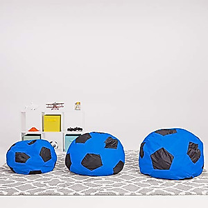 Posh Beanbags Bean Bag Chair, X-Large-48in, Sports Soccer Ball Blue and Black