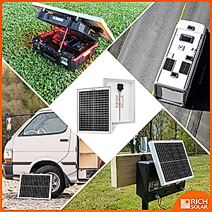 RICH SOLAR 20 Watts 12 Volts Monocrystalline Solar Panel for DC 12V Battery Charging and Any Other Off Grid Applications