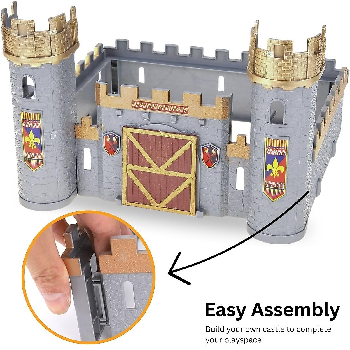 Liberty Imports Medieval Castle Kingdom Knights Action Figure Toy Army Playset with Castle, Figurines, Catapult, and Acessories Kids Playset in Storage Bucket