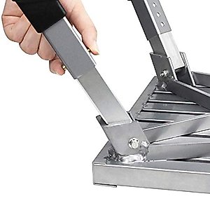 RV Step, RV Step Stool, Adjustable Height Aluminum Folding Platform Step with Non-Slip Rubber Feet, Handle, RV T Level, Durable Construction Supports Up to 1000 lbs, Easy Storage and Transport HELESIN