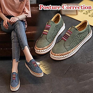 Esissenils Premium Orthopedic Casual Sneaker, Casual Orthopedic Walking Shoes 2022 Design, Arch Support Breathable Outdoor Walking Sneakers, Posture Correction Shoes (9,Green)