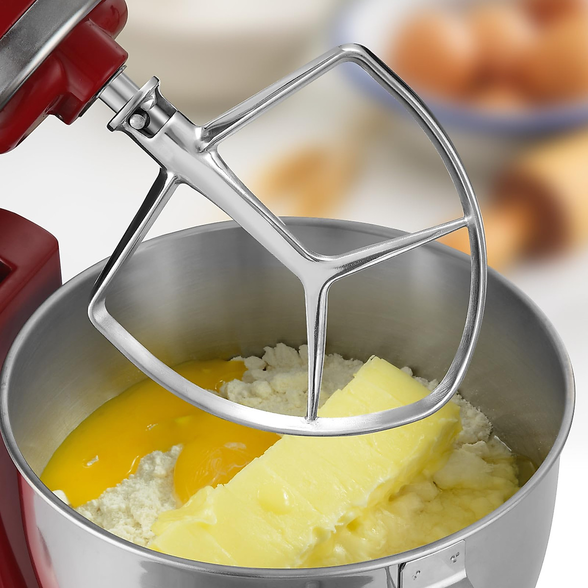 Gdrtwwh Stainless Steel Flat Beater Attachment for KitchenAid 7 Quart Bowl Lift Stand Mixer,Replacement Parts Bread Hook, Dishwasher Safe(Replace KA7QCFB)