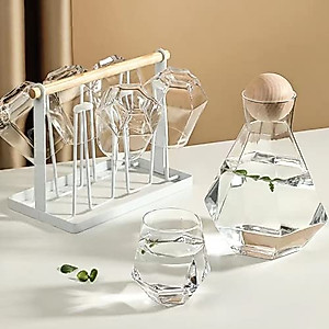 Cadamada Wine Decanter,Diamond Carafe Set with Cork Ball Stopper,Delicate Decanter Set for Tequila, Brandy, Scotch & Vodka, Gifts, Bar & Party Decorations