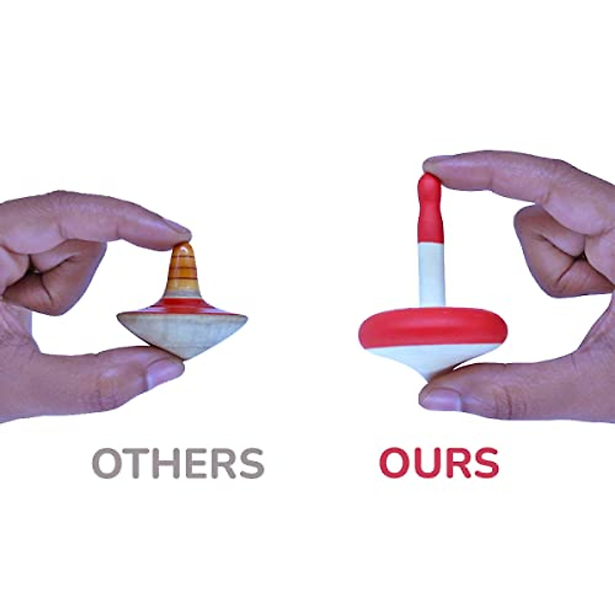 Shumee Wooden Spinning Tops 3 Pcs Handmade Spin Tops, Easy to Spin, Gyroscope, Educational Toys, Kindergarten Toys, Sensory Toys, Learning Toys, Fidget Spinner, Gifts for Kids/Toddlers | Gift Toys