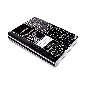 Amazon Basics Wide Ruled Composition Notebook, 100 Sheets, Marble Black, 4-Pack