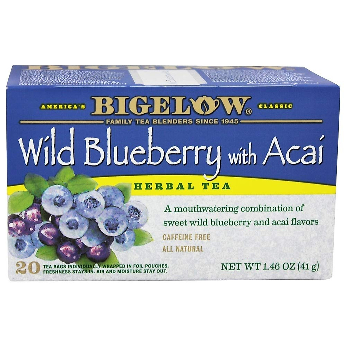 BIGELOW Herbal Tea Wild Blueberry with Acai, 20 Count