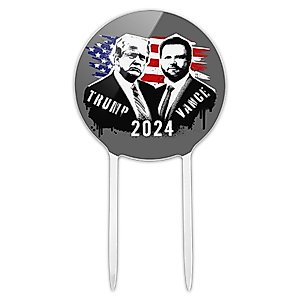Trump Vance Spray Paint 2024 Acrylic Cake Topper Party Decoration for Wedding Anniversary Birthday Graduation