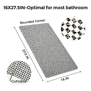 Rzoysia 0.6" Thick No Suction Cups Non Slip Shower Mat, 16"x27.5", Two Colors Design Anti-Dirty Bathtub PVC Loofah Massage Foot Mat for Bathroom, Quick Drying, Anti-Fatigue