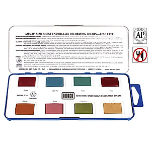 AMACO Non-Toxic Semi-Moist Underglaze Set - C in Pan, 1.5 oz, Assorted Color, Set of 8